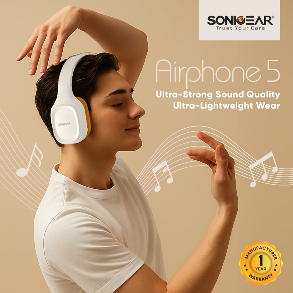 SonicGear AirPhone 5 Bluetooth 5.3 Stereo Headphone with Strong Bass ...