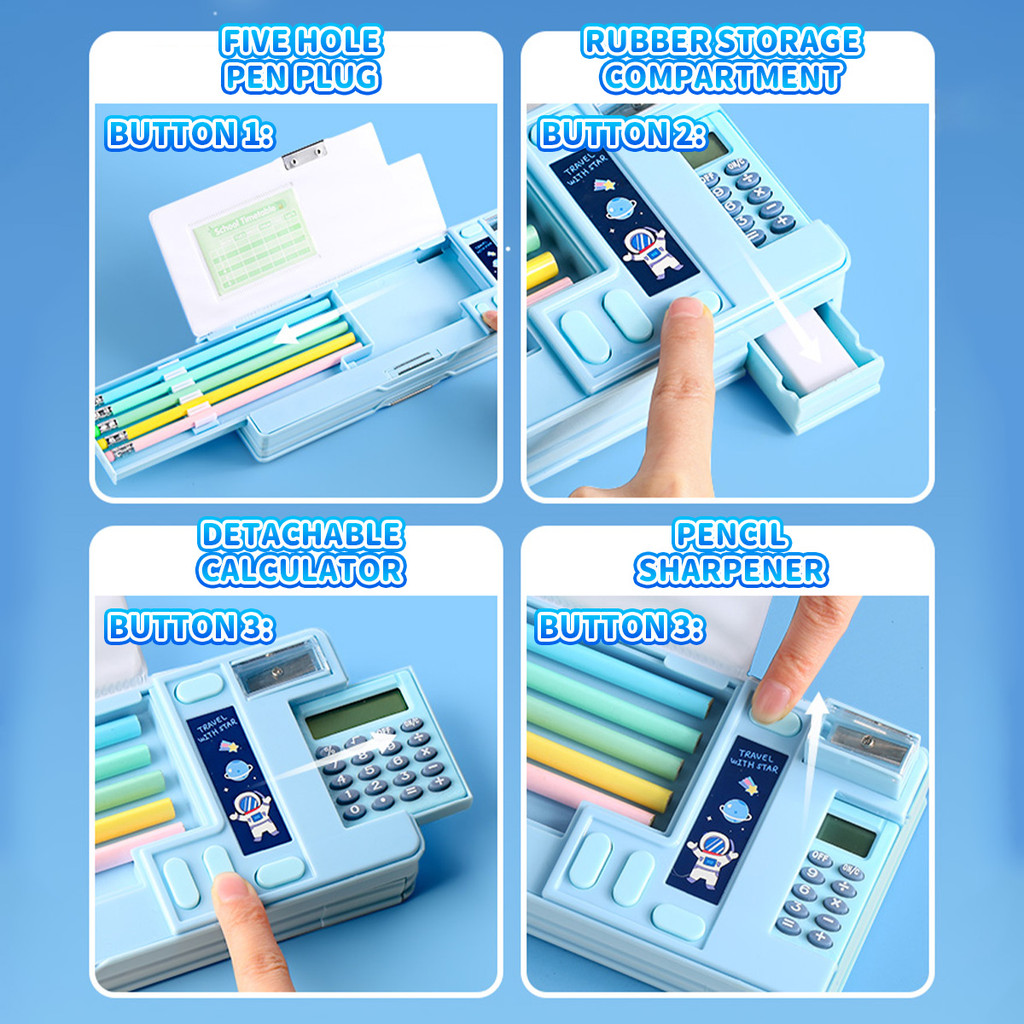 Bekas Pensel Creative Multifunctional Pen Organizes Plastic Pencil Box ...