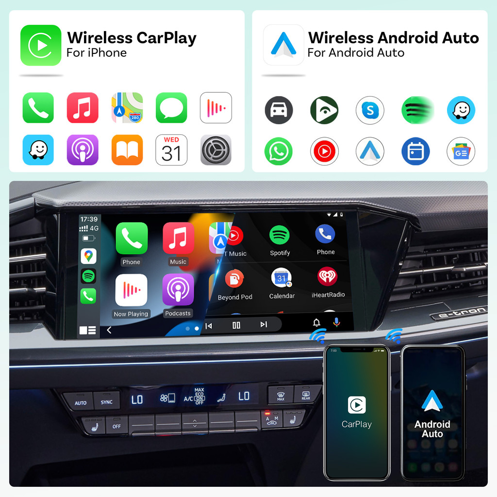 OTTOCAST Mini Dot Cube 2 in 1 Wired To Wireless CarPlay Android Auto ...