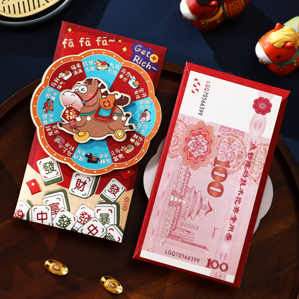 Angpow 2026 Horse Year Spin Wheel Red Packets Creative Rotating Design ...