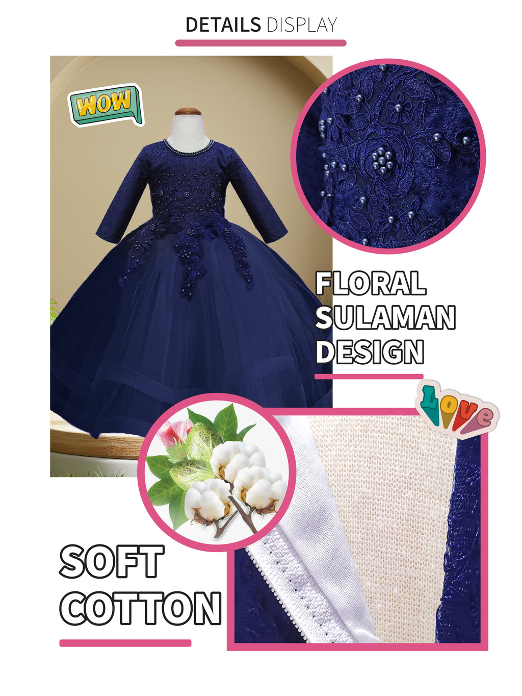 [4-8±Yrs] Gaun Budak Baju Raya Dress Retro Kembang Kids Dress Princess ...
