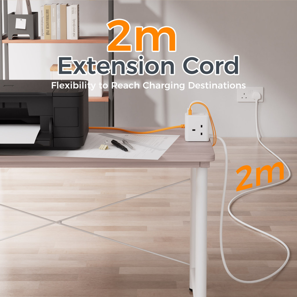 TESSAN Cube Socket Multi Plug Extension Plug Adapter Type C and Swtich ...