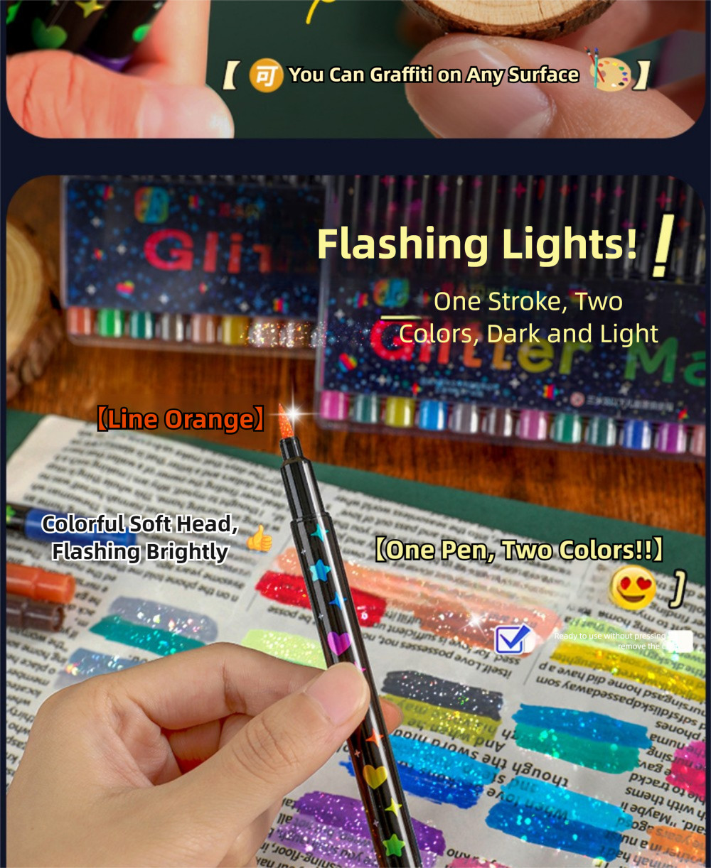 Acrylic Glitter Markers Set Sparkle Pearl Effect 24/36/48/60 Colors Non ...
