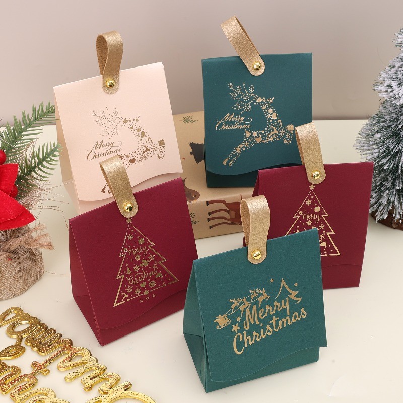 4Pcs Portable Christmas Gift Boxes Cartoon Christmas Tree Elk Handheld ...