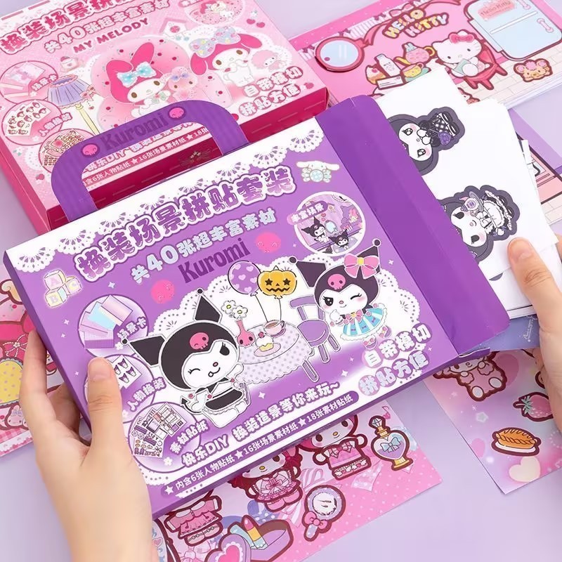 Sticker Set No Cutting Large Size Kuromi Dress-Up Deluxe Scene Collage ...