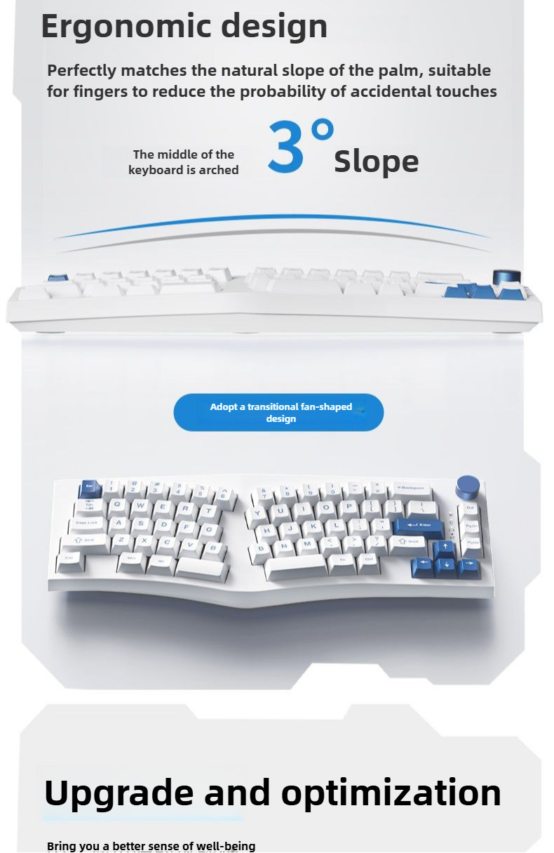 VTER Alice80 Ergonomic Mechanical Keyboard Kit Tri-Mode RGB Lighting ...