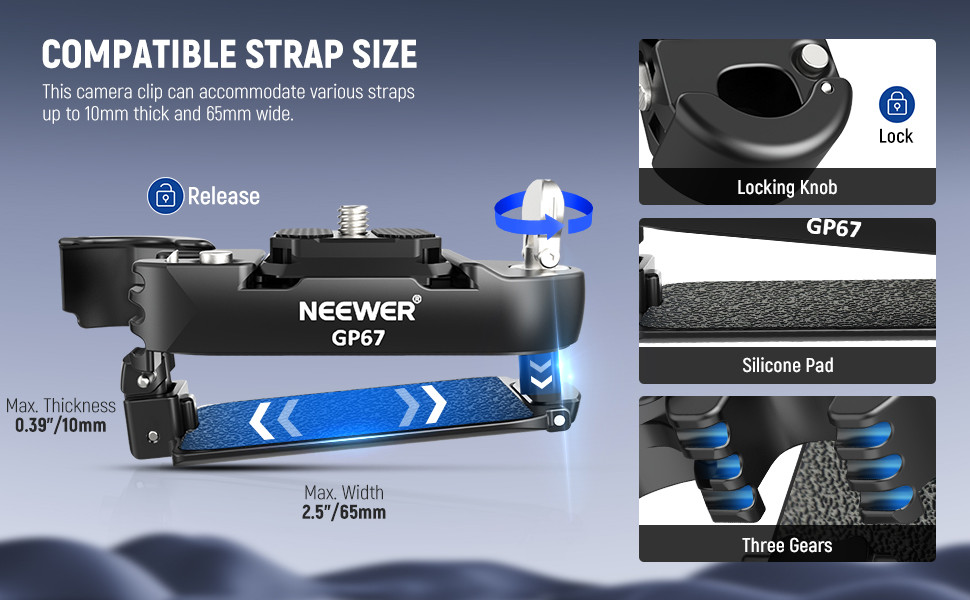 NEEWER GP67 Quick Release Backpack Camera Clip – Peak Design PD QR ...
