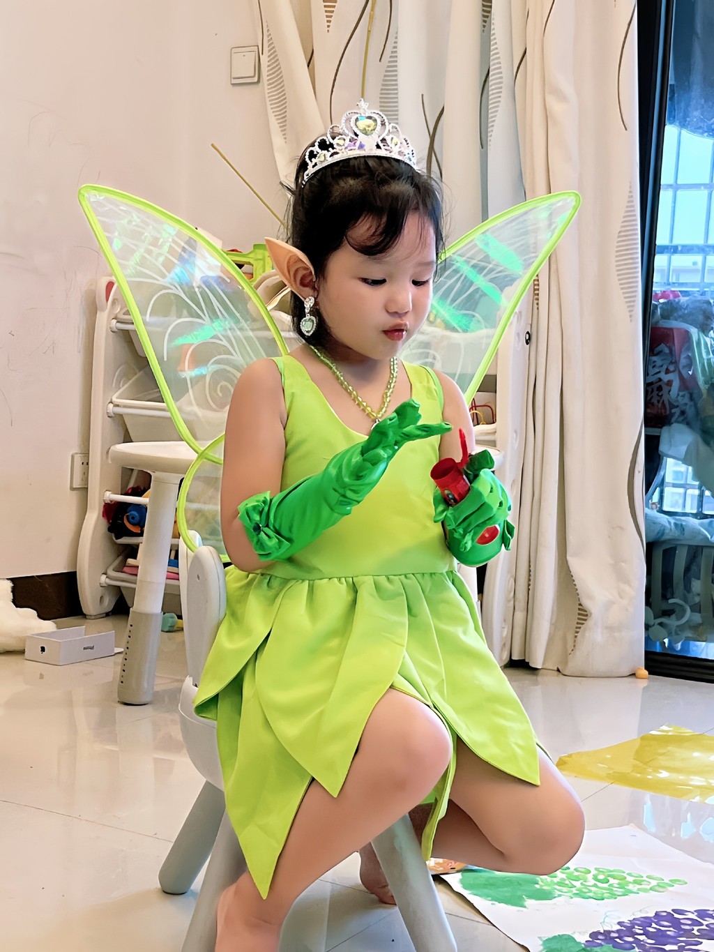 New Christmas Green Elf Elsa Wonderful Fairy Princess Dress Cosplay ...