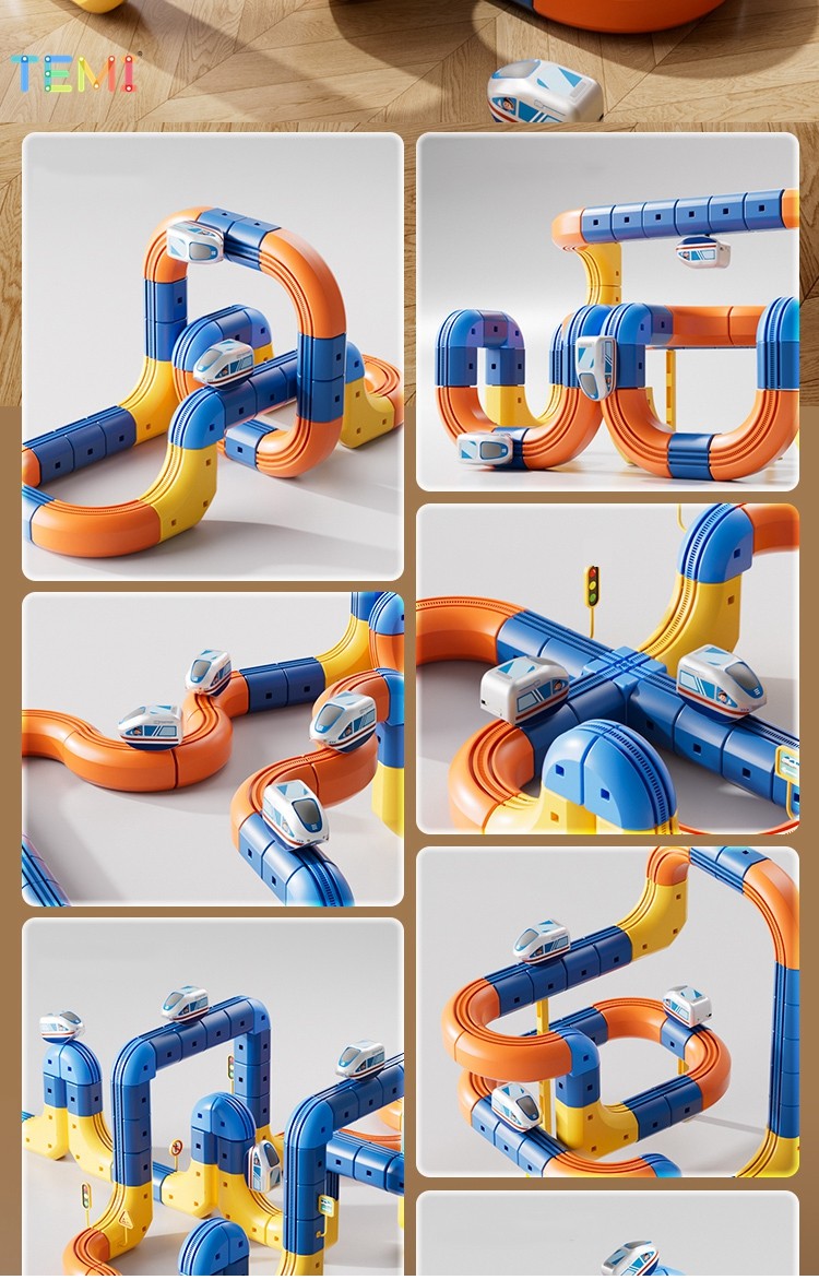 TEMI Children Electric Train Splicing Building Blocks Suspended Track ...
