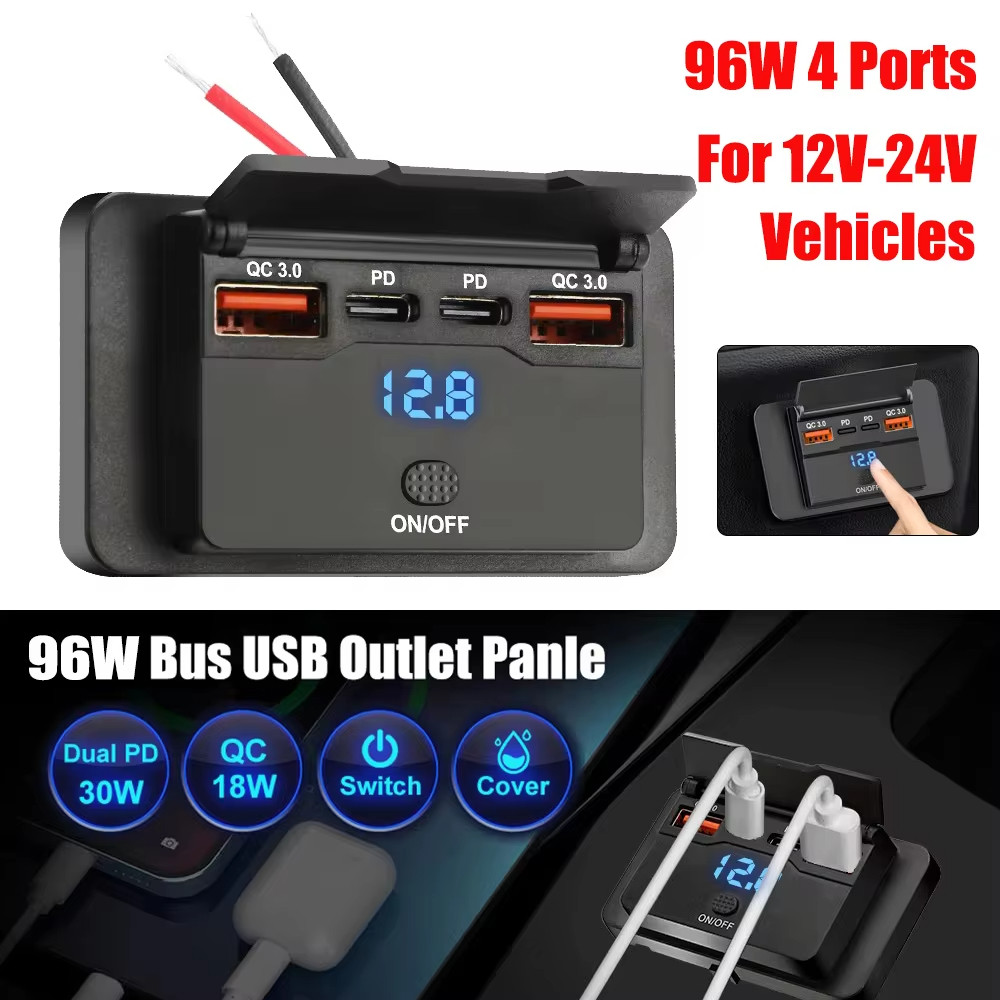 [Ready Stock] 2026 Voltage Display RV USB Outlet Dual QC3.0 USB A & USB ...