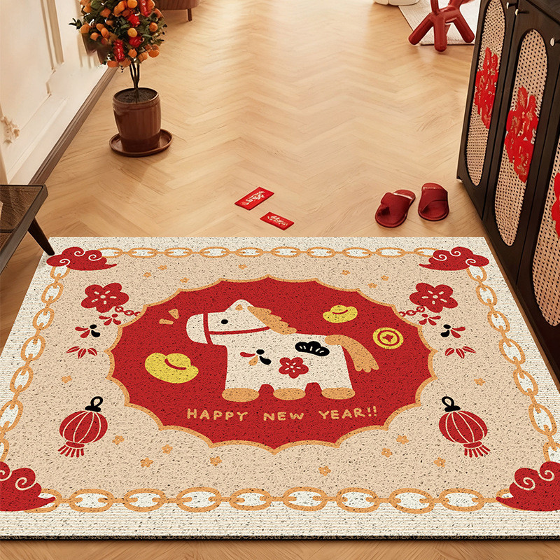 Happy New Year Doormats Cartoon Horse Patten Floor Mats Cute Pony ...