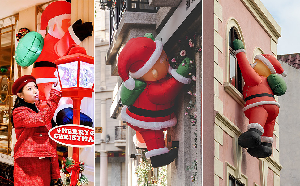 6FT Christmas Inflatable Climbing Santa, Hanging Inflatable Christmas ...