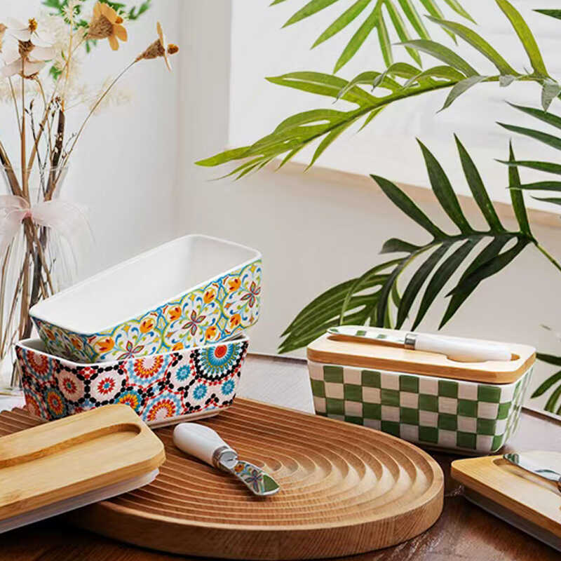 Creative Pastoral Style Ceramic Butter Box Retro Household Kitchen ...