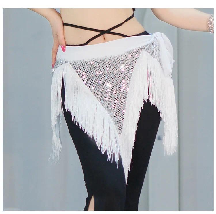 Women's Shimmy Dance Belt - Long Fringe Fishnet with Sparkle Sequins ...