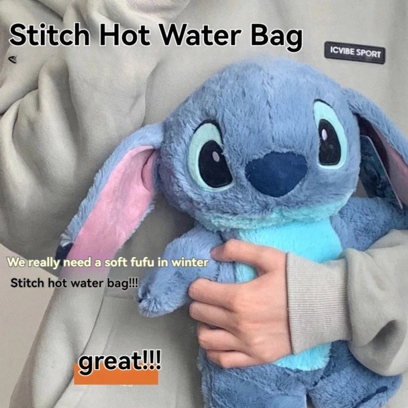 Disney Stitch Plush Hot Water Bottle with Leak-Proof Design and Soft ...