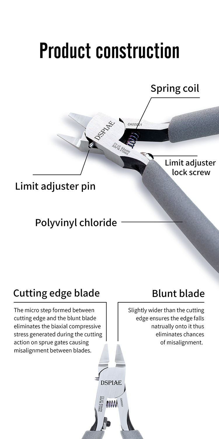 DSPIAE ST-C2 Ultra Thin Single Blade Nipper Model Assembly Making Tool ...