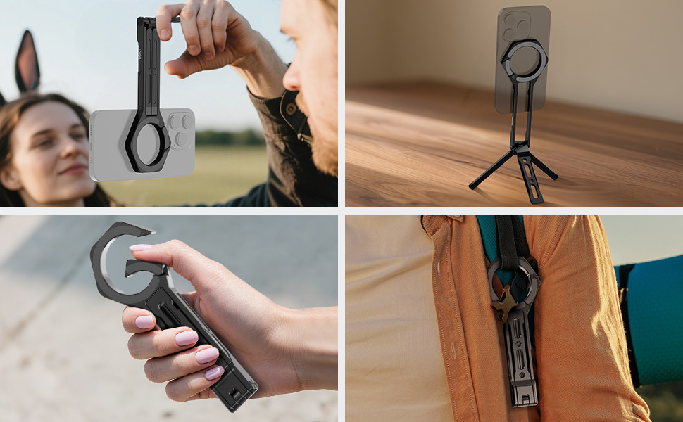 NEEWER DS027 Magnetic Phone Holder Stand with Carabiner Style Quick ...