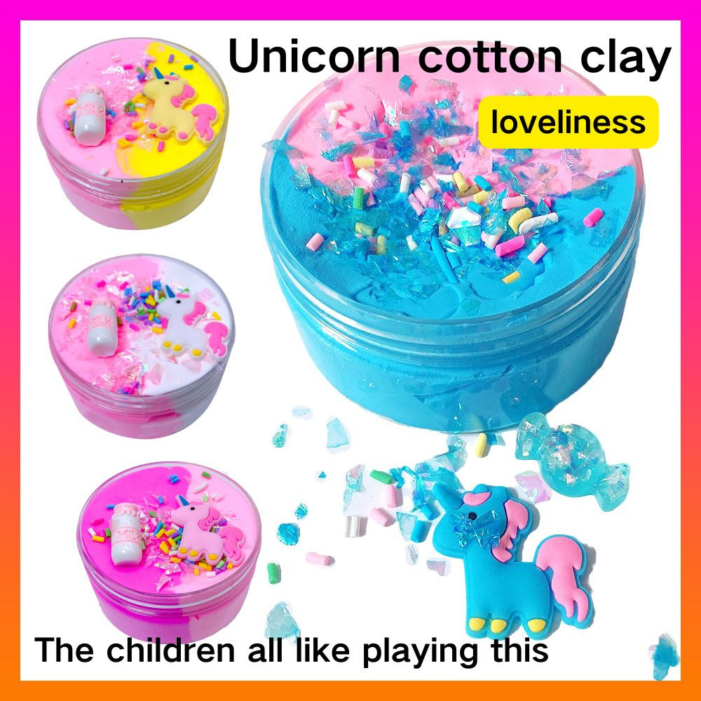 Crystal Shining unicorn slime 100ml Slime Puff clay unicorn | Shopee ...
