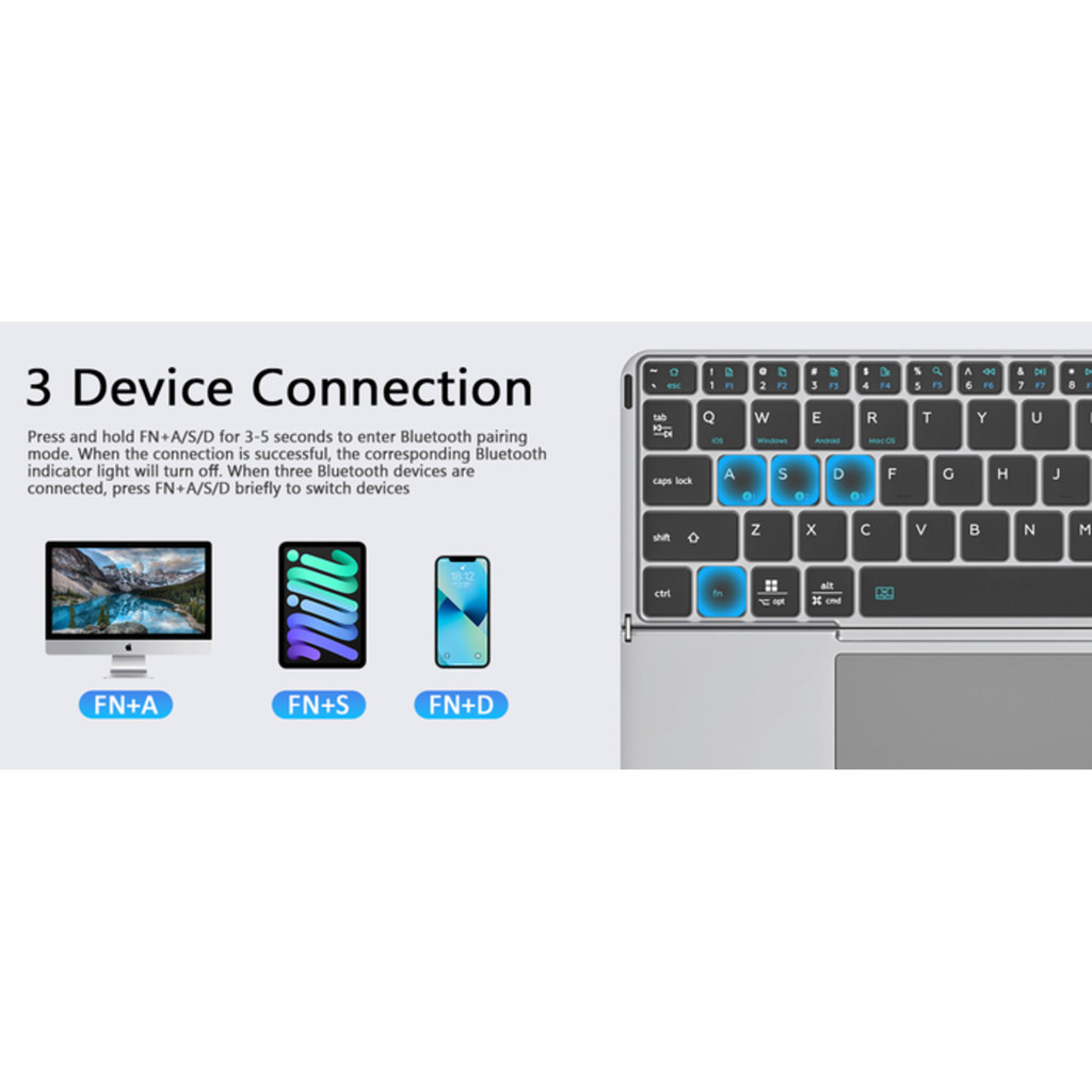 JOMAA Bluetooth Folding Keyboard With Stand Touchpad Rechargeable ...