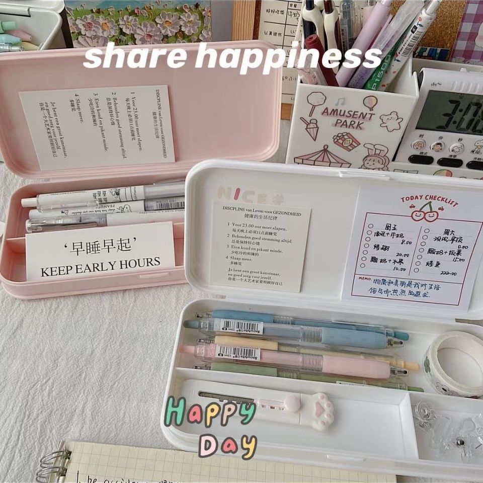 Taiwan Ready Stock _ Goods ins Multi-Grid Cream Pencil Case Student ...