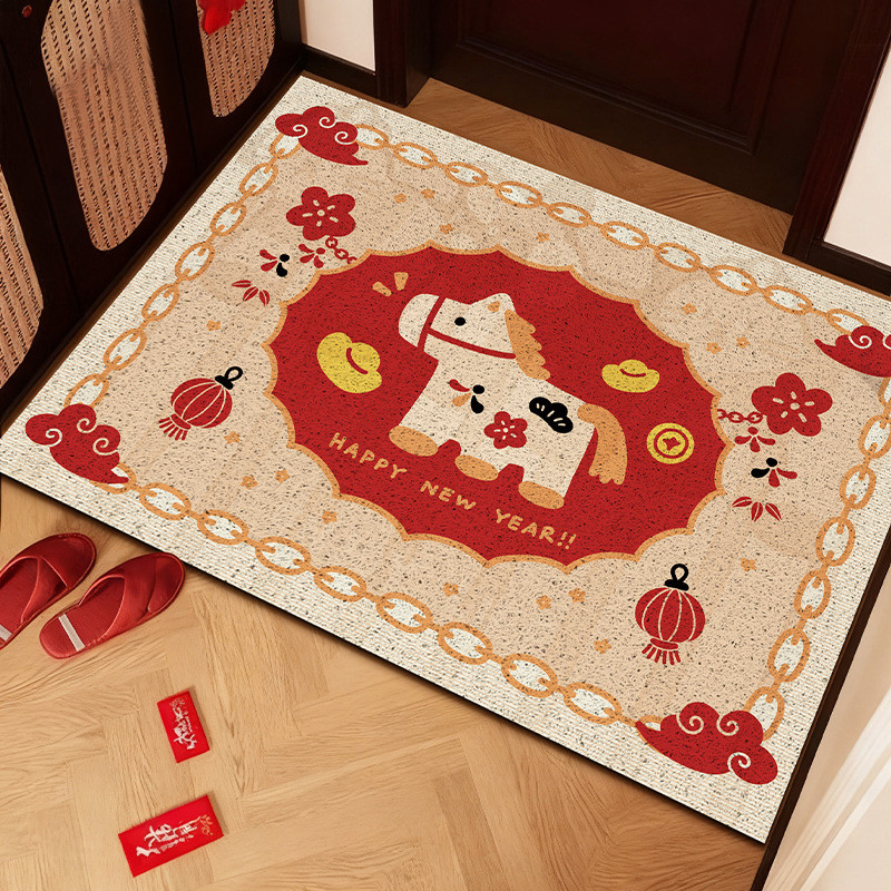Happy New Year Doormats Cartoon Horse Patten Floor Mats Cute Pony ...