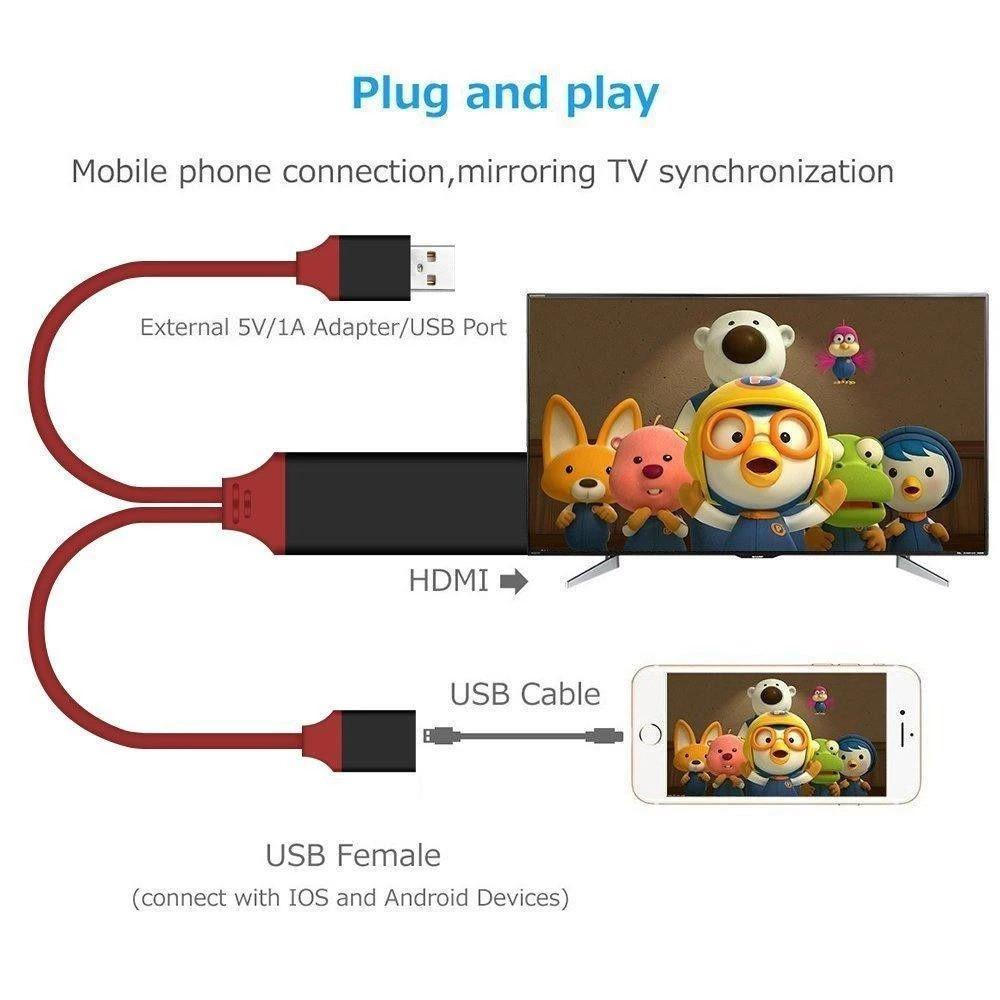 3 in1 USB Universal Mirascreen HDMI Same Screen Adapter Cable Phone ...