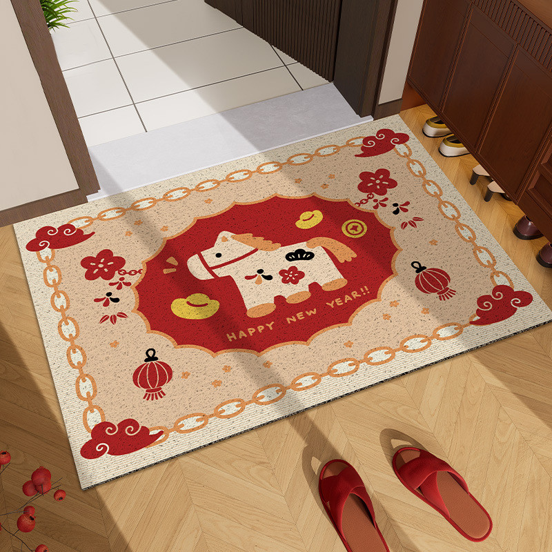 Happy New Year Doormats Cartoon Horse Patten Floor Mats Cute Pony ...