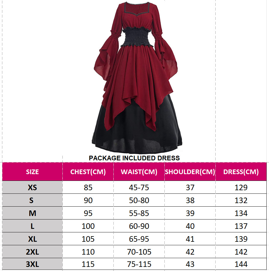 MYLITTLELASS Adult Medieval Witch Dress for Women Vintage Gothic Gown ...