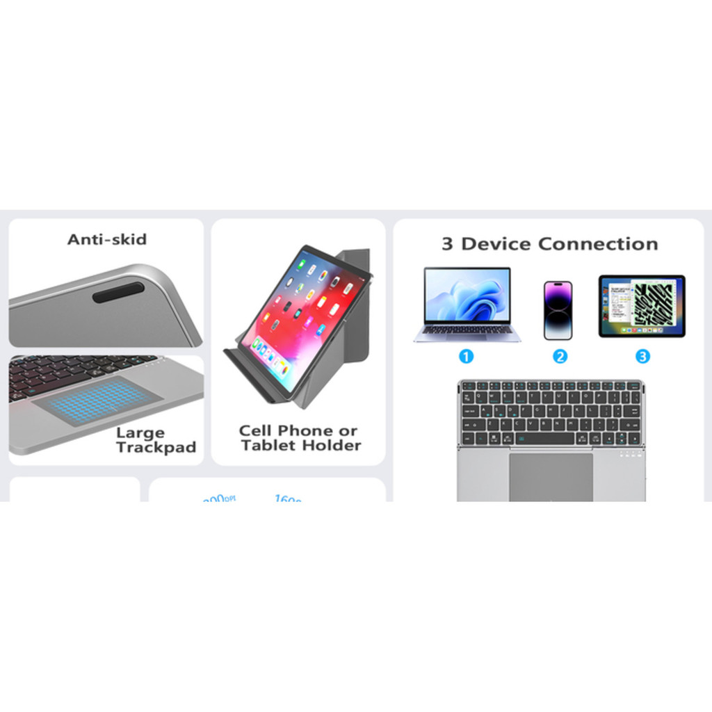 JOMAA Bluetooth Folding Keyboard With Stand Touchpad Rechargeable ...