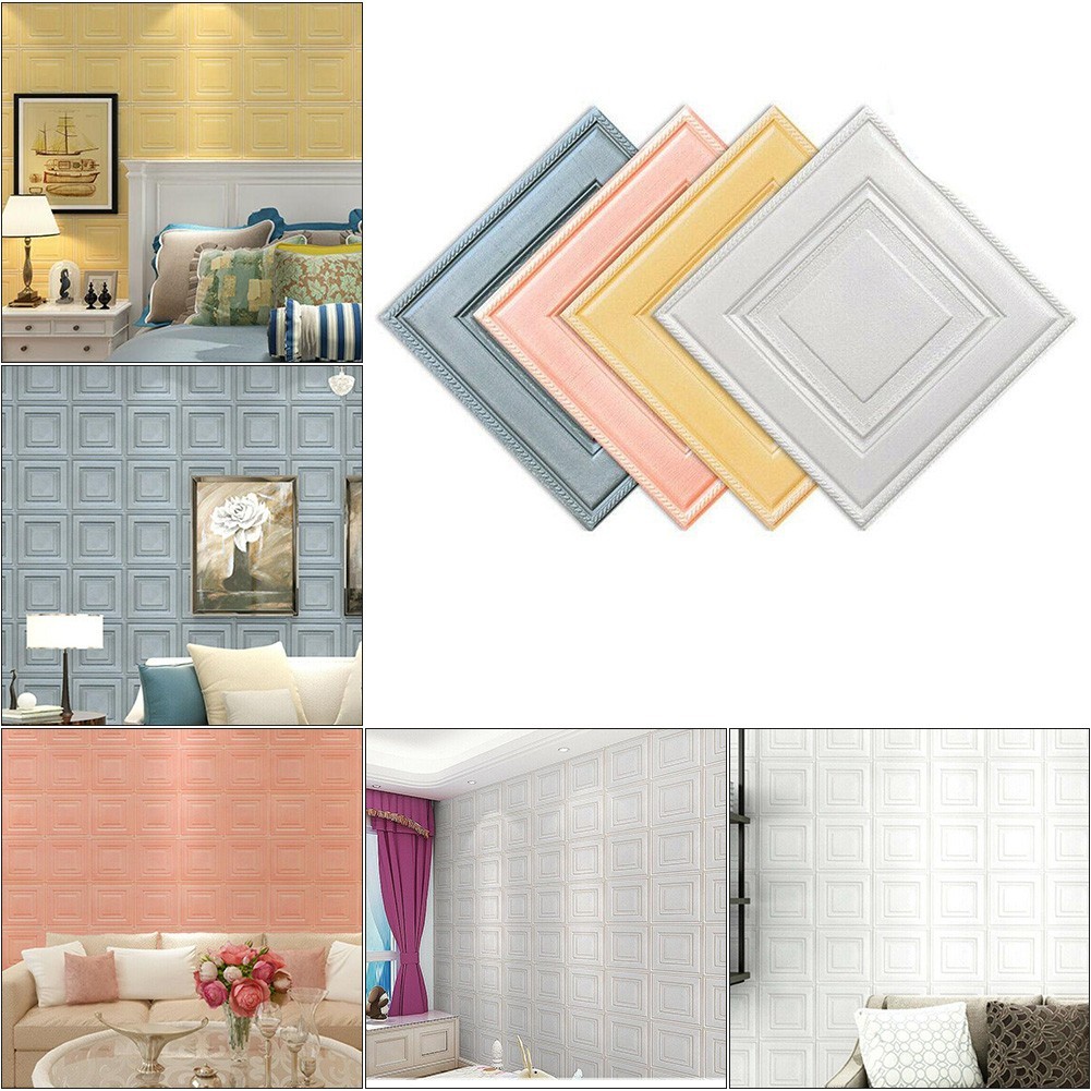 【Stok Terhad】3D Wall Sticker Waterproof Room Ceiling Foam Panel Decor ...