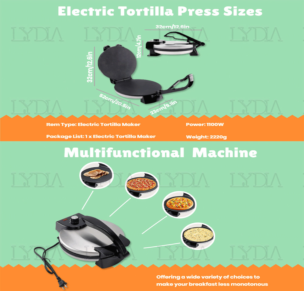 Electric Chapati Maker uniform heat Pizza Kitchen Tortilla Electric ...