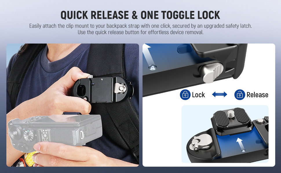 NEEWER GP67 Quick Release Backpack Camera Clip – Peak Design PD QR ...
