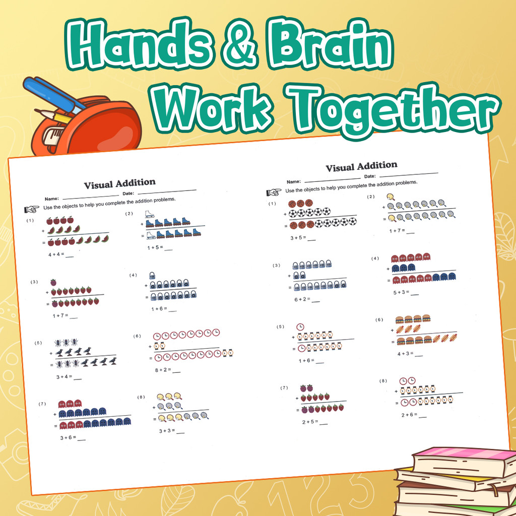 Addition Workbook Set for Kids : Visual Addition with Objects & Ten ...