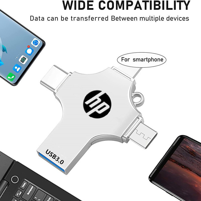 HP 2TB 4-in-1 1TB flash drive USB 3.0 Memory Stick OTG Pendrive 2TB ...