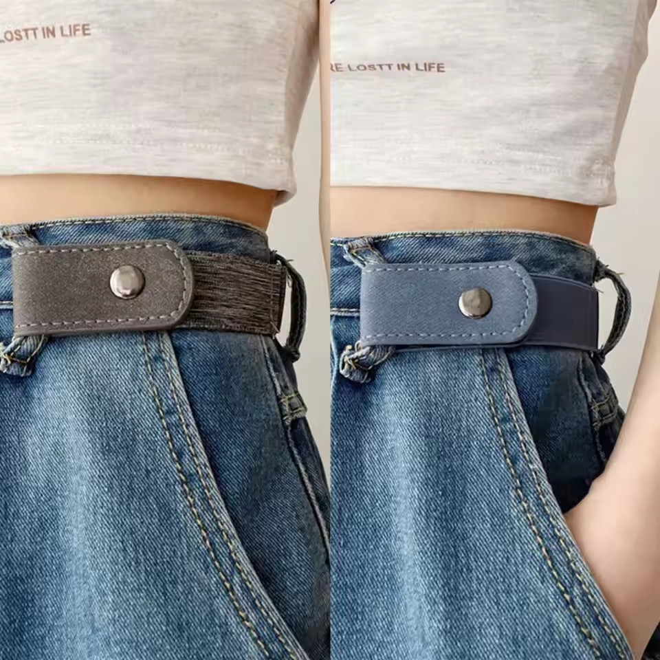 Adjustable Elastic Waist Band Invisible Belt Buckle-Free Belts For ...