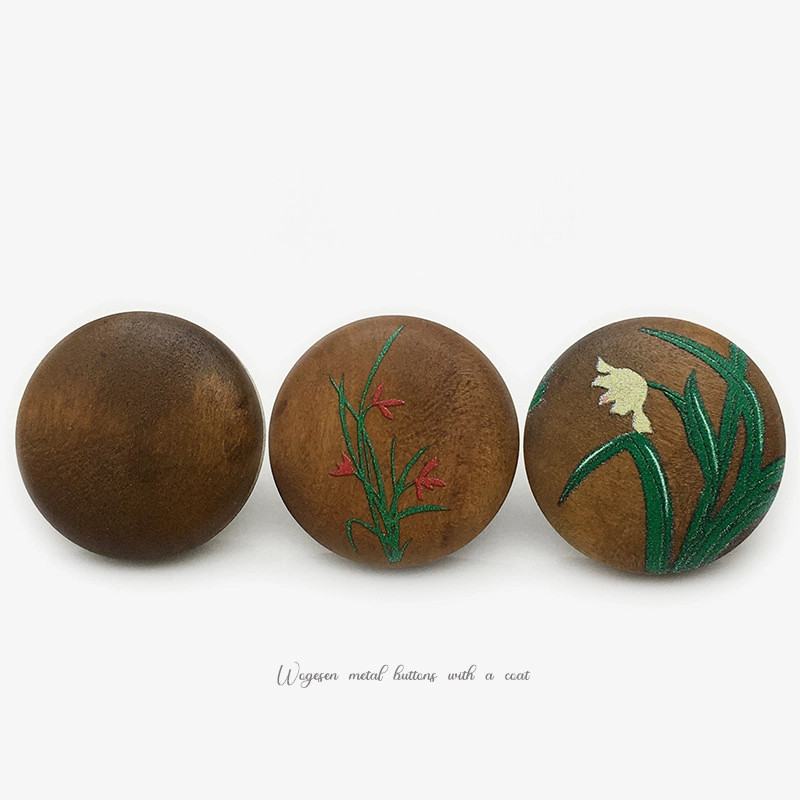 5Pieces Round Flower Wooden Metal Double Button for Scrapbooking Crafts ...