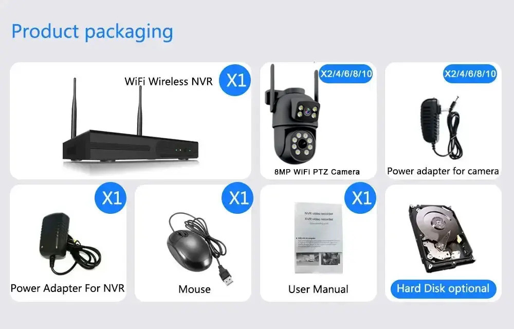 8MP 4K 16CH WIFI NVR System CCTV Surveillance Kit Auto Tracking P2P ...