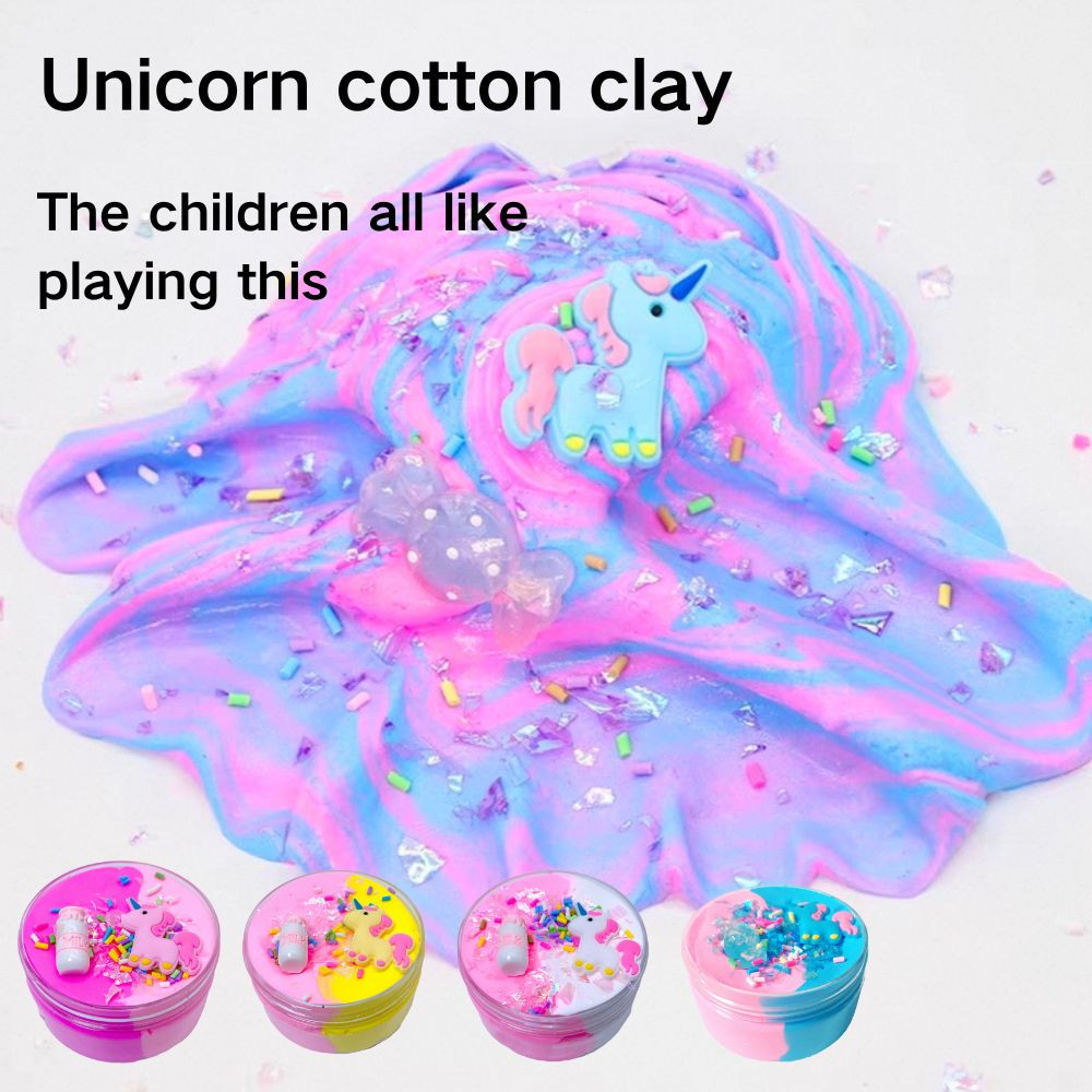 Crystal Shining unicorn slime 100ml Slime Puff clay unicorn | Shopee ...