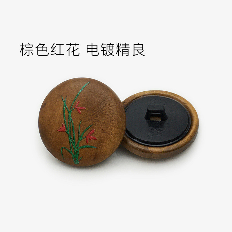 5Pieces Round Flower Wooden Metal Double Button for Scrapbooking Crafts DIY Clothing Sewing ...