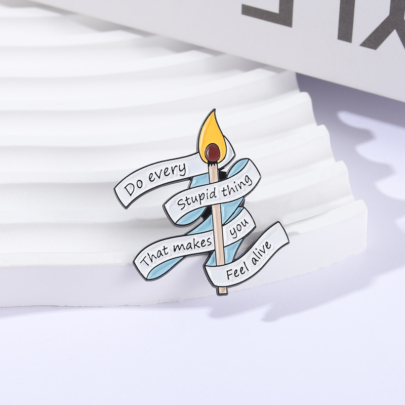 Inspirational Matchstick Ribbon Enamel Pin Inspiring Phrase Brooch ...