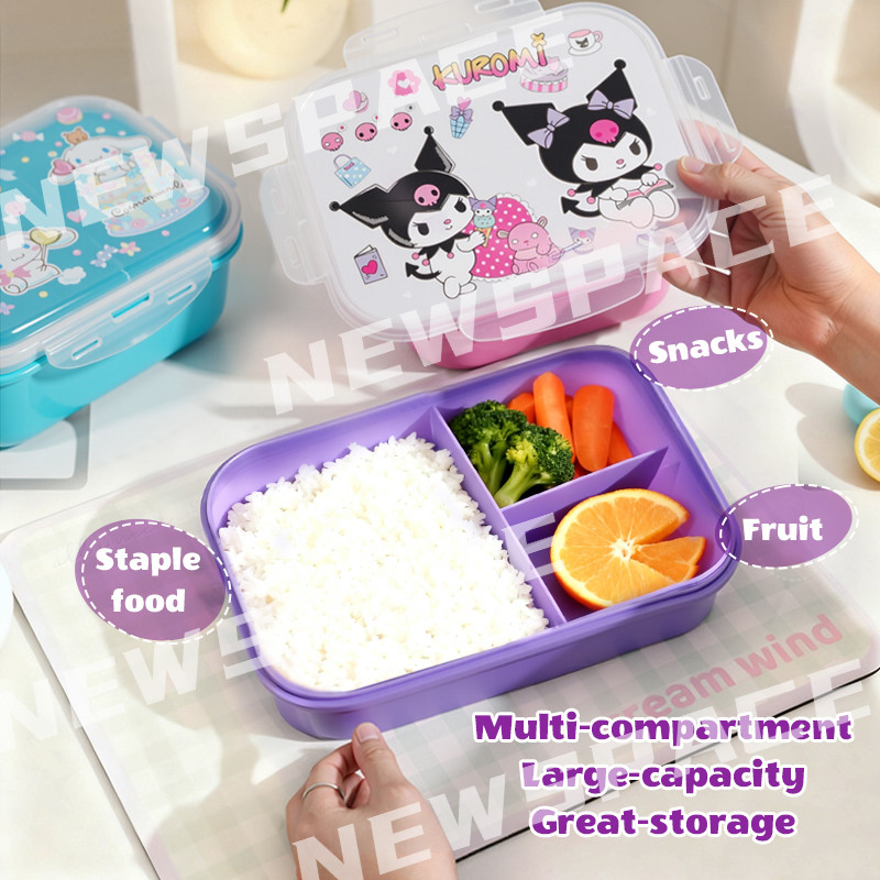 Bento Kuromi Lunch Box Kids Girls With Spoon And Fork Sanrio Sealed ...