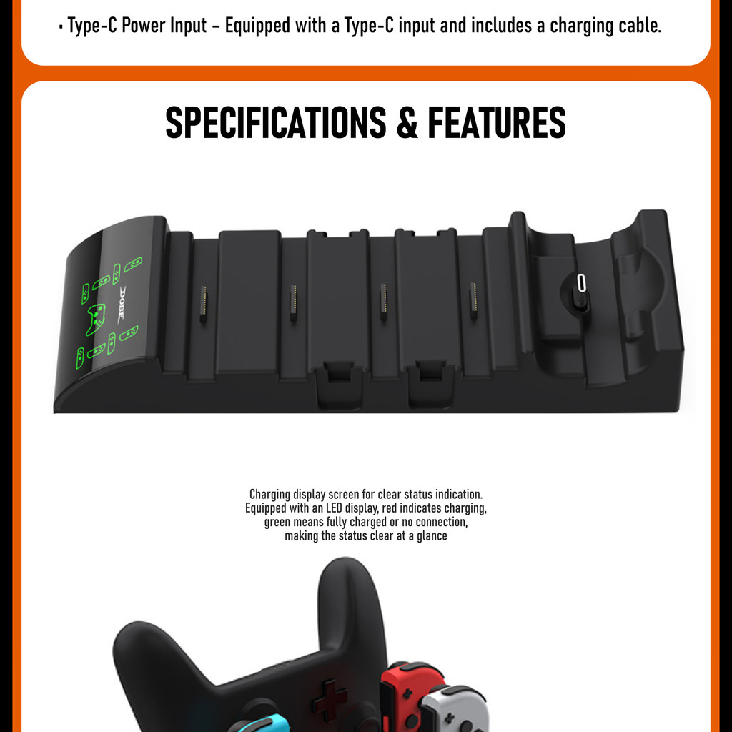 DOBE Charging Dock Joycon Charging Station with LED for Nintendo Switch ...