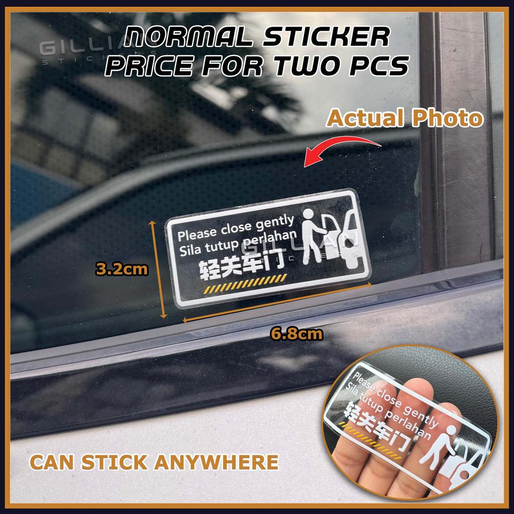 Close Door Gently Sticker (2pcs) Suitable for E-Hailing, Grab, Taxi, or ...