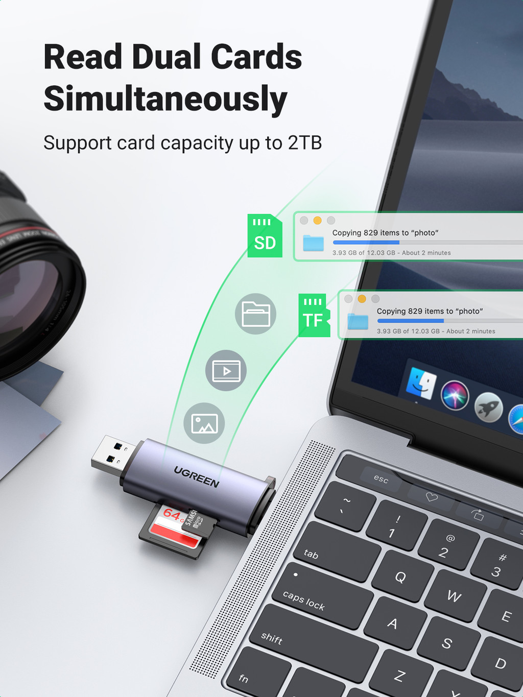 UGREEN USB 3.0 Type C SD Micro SD TFOTG Card Reader Smart Memory Card ...
