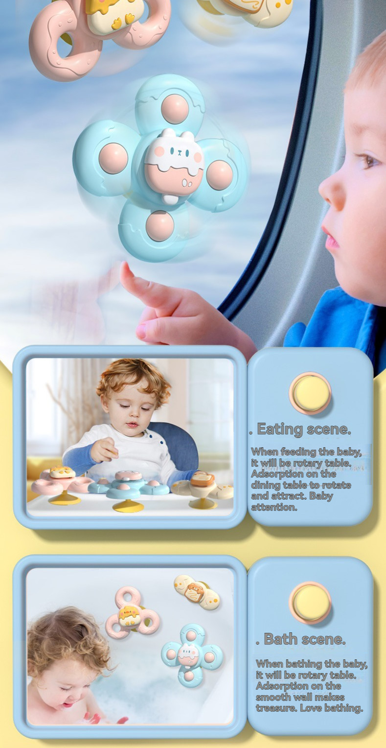 Mainan Bayi Bath Toys Finger Spinning Cartoon Spinner Toy Baby Kids 1 ...