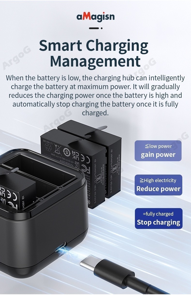 aMagisn Fast Battery Charger Hub for Insta360 Ace Pro/Ace with Micro SD ...