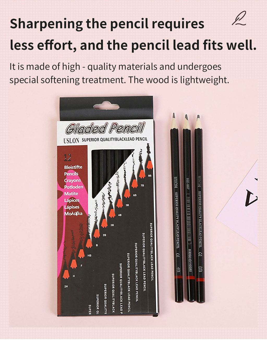 12Pcs/Box Sketch Pencils 2H-8B Professional 2B Pencil Set for Drawing ...