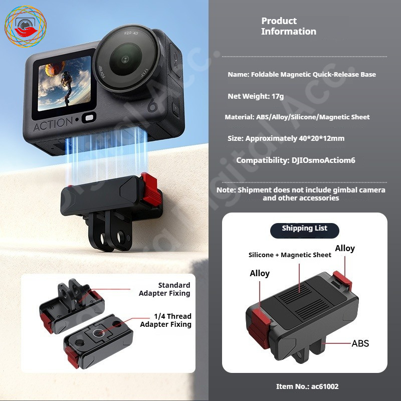 For DJI Action 6 Two-Way Magnetic Base / For DJI OSMO Nano Magnetic ...