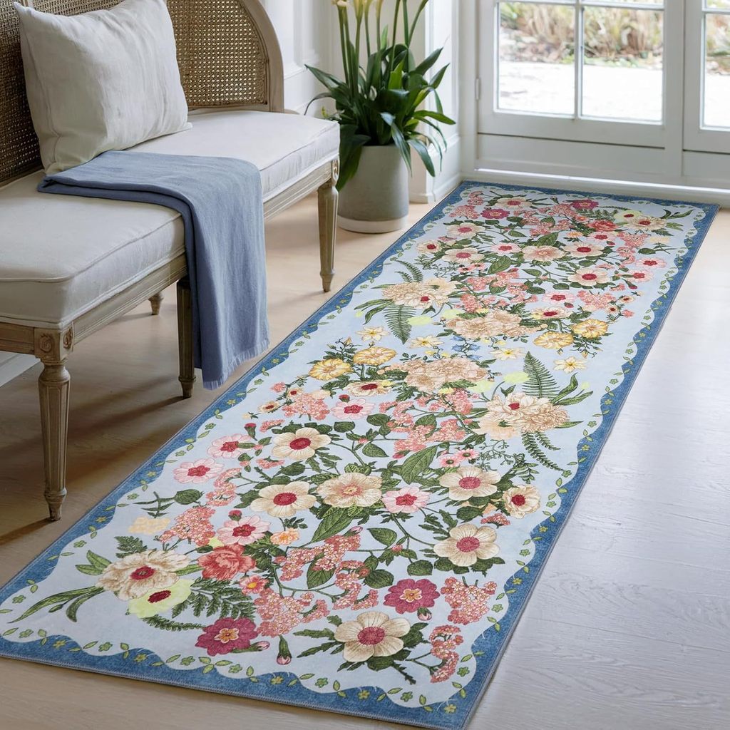 [Ready Stock] French Floral Hallway Runner Rug – 2 Backings (Crystal ...