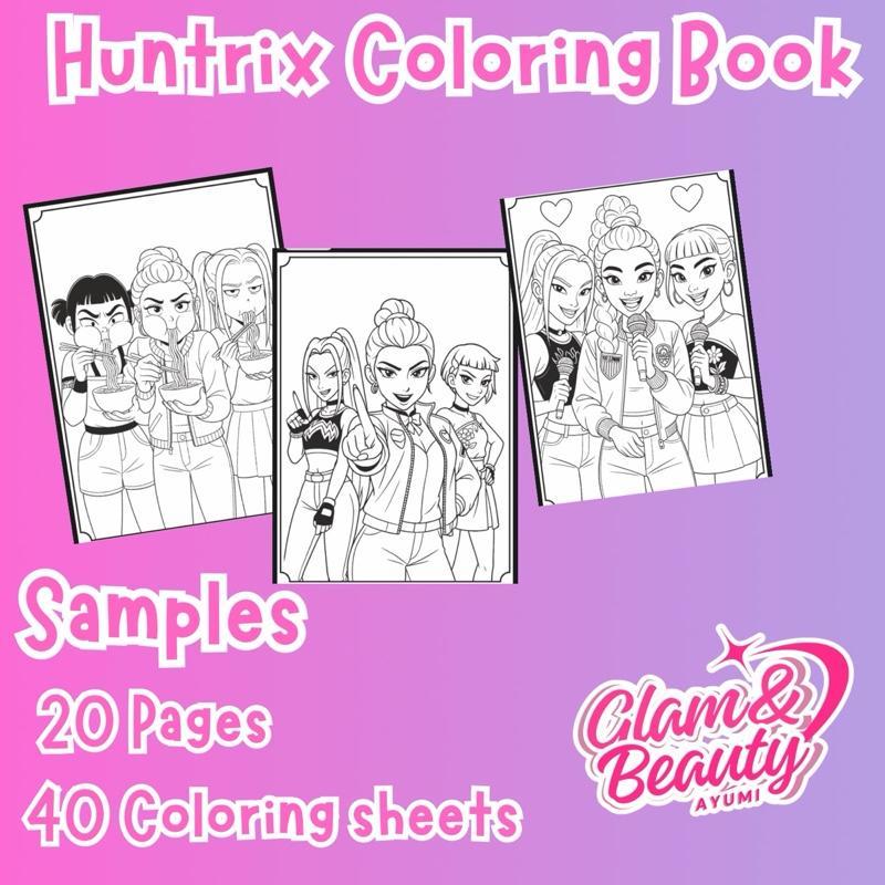 HUNTRIX Kpop Demon Hunters COLORING Notebook for Kids - 40 Pages ...